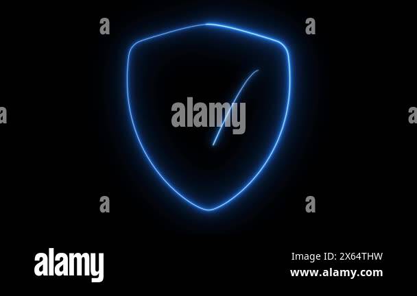 Neon glowing tick mark icon animated on a black background Stock Video ...