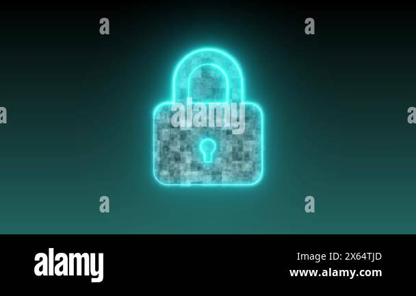Neon Digital animation of digital lock moving in the screen Background ...