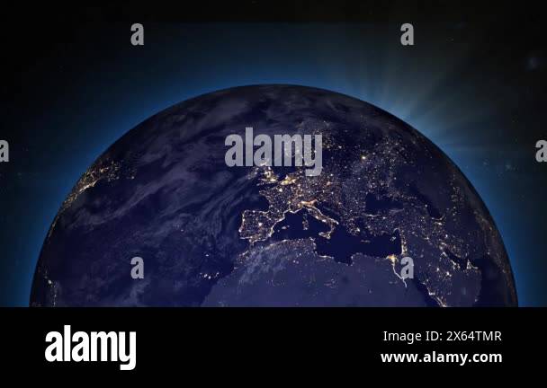 Planet Earth Realistic Loop with universe and sun in the background ...