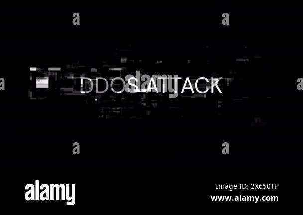 Ddos attack text with screen effects of technological failures ...