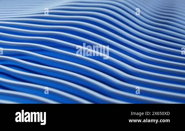 Abstract animation of lines in the form of waves. White geometric shapes deform in space on a ...