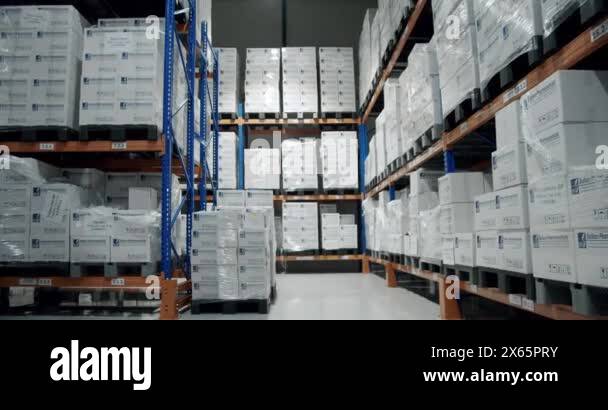 Industrial interior storage room. Logistics center interior full of ...