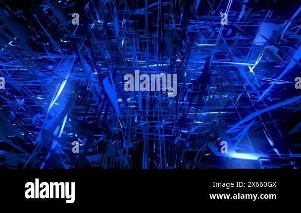 Blue geometric structure in three dimension background background 4k ...