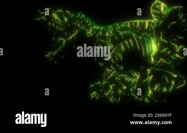 video animation of skeleton of Dinosaur Tyrannosaurus Rex with roses ...