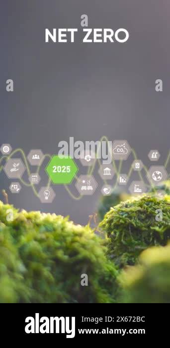 Net Zero Emissions by 2050 policy animation concept.Digital infographic ...