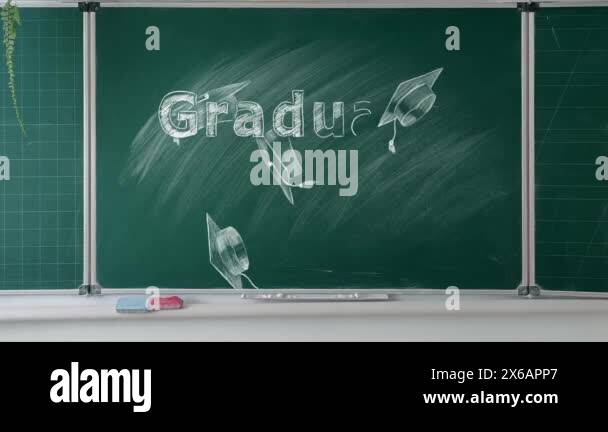 Chalk-drawn graduation caps around the bold text Graduate 2024 on a ...