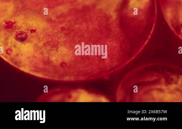 Glitter bubbles. Glowing sphere. Space planet. Blur red golden orange ...