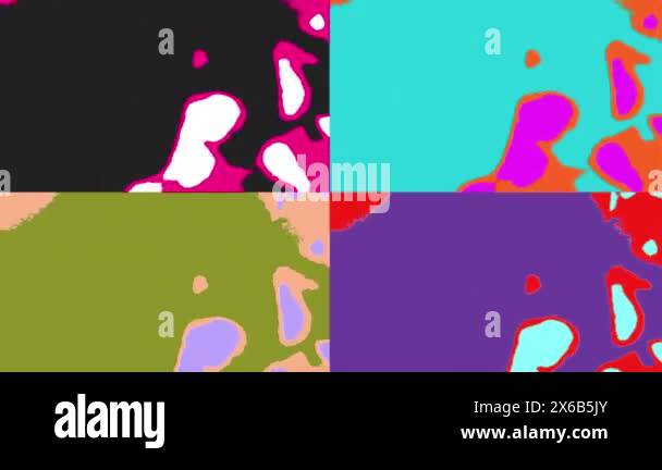 This artwork displays an array of vibrant hues segmented into four ...