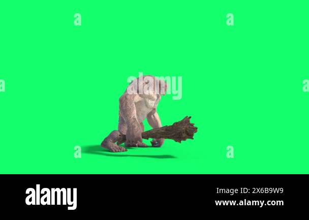 Cyclops Monster Green Screen Attacks Side Loop 3D Rendering Animation ...