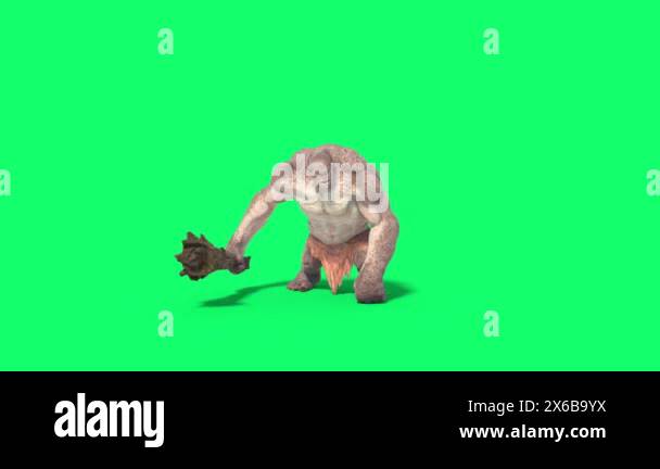 Cyclops Monster Green Screen Attacks Loop 3D Rendering Animation Stock ...