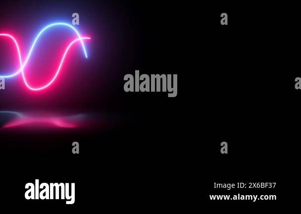 3d render, abstract panoramic background, Realistic neon Blue and Red ...