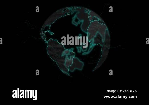 Global Communication Concept, The Earth Rotating With Node And Line ...