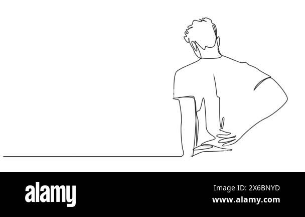 animated continuous single line drawing of man suffering from back pain ...