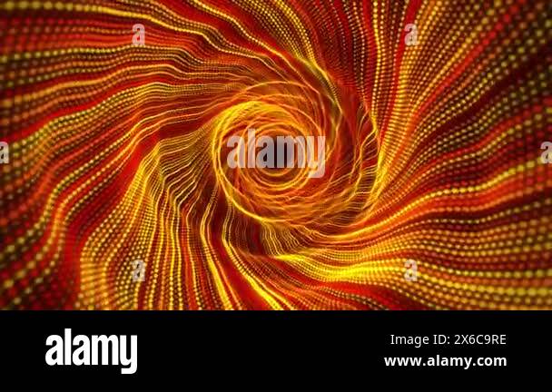 Hypnotizing abstract tunnel with colourful swirl pattern and yellow glow effect. Psychedelic ...