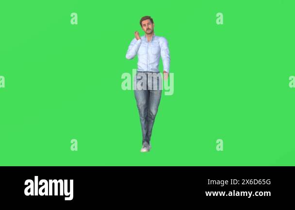 3d man walking on green screen, people render animation 4k Stock Video Footage - Alamy