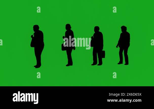 2D people walking on green screen, people render animation 4k Stock ...