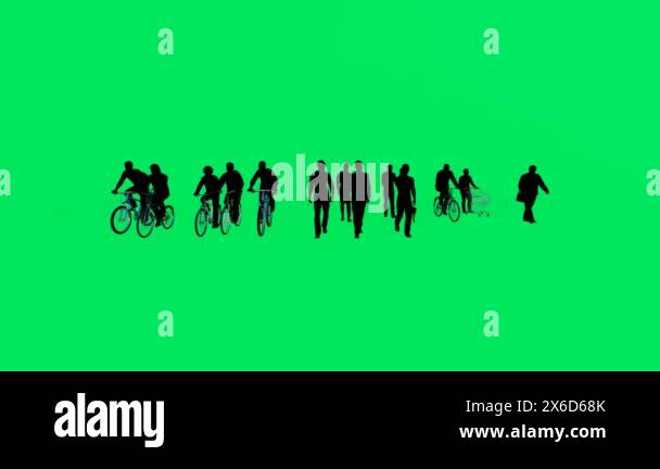 2D people walking on green screen, people render animation 4k Stock ...
