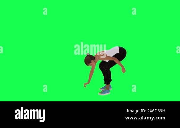 3D woman throwing up on green screen, people render animation 4k Stock ...