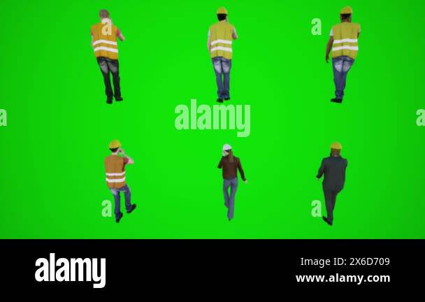 workers and engineers walking in the building talking 3D animation on ...