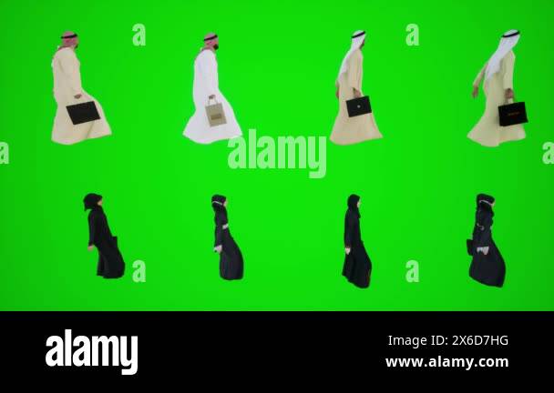 3D animation of Arab couples walking and shopping in Dubai shops from a ...