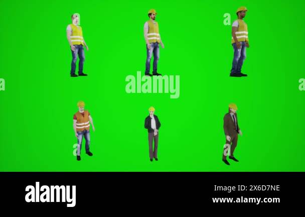 Free download of the green screen of the worker standing 3D chromakey ...