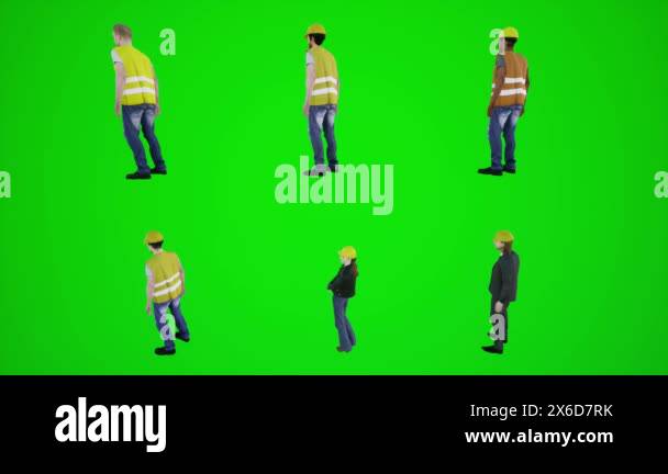 Free download of the green screen of the worker standing 3D chromakey ...