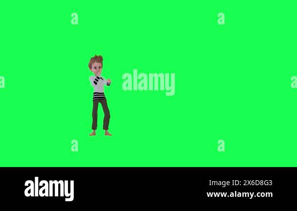 3d boy singing on chroma green screen people render 4k animation Stock ...