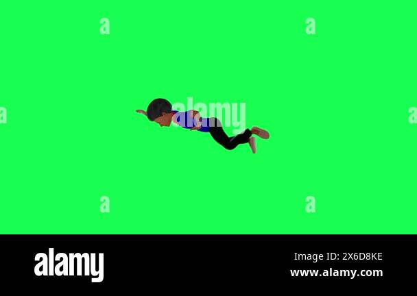 3d boy flying on chroma green screen people render 4k animation Stock ...
