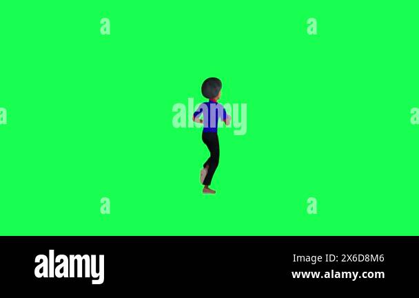 3d boy running on chroma green screen people render 4k animation Stock ...