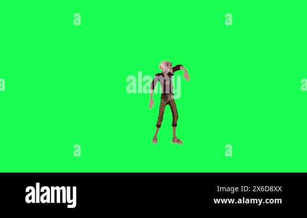 3D old man dancing, chroma green screen with 4k people animation ...