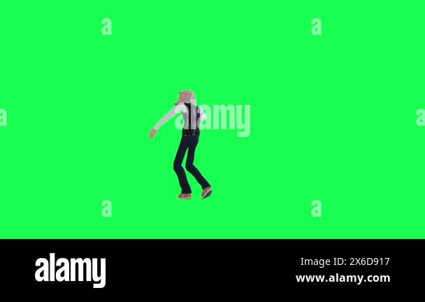 3D old man dancing, chroma green screen with 4k people animation ...
