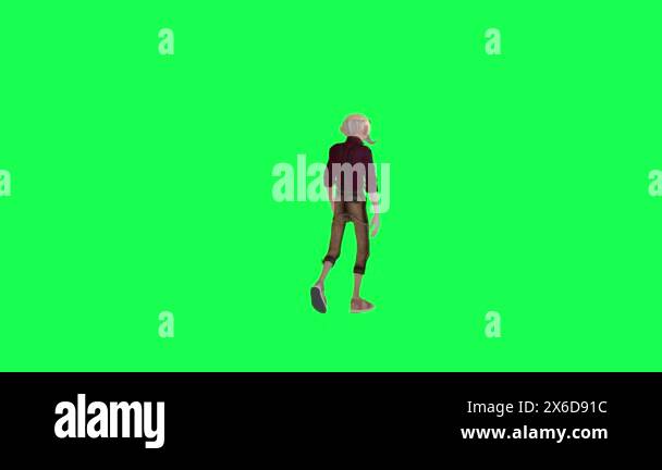 3D old man walking, chroma green screen with 4k people animation ...