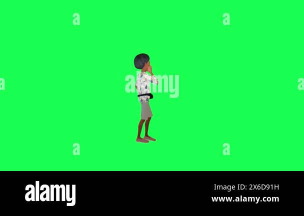 3d man talking on the phone, green screen with 4k rendering animation ...