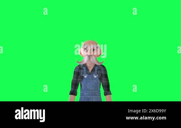 3D old man talking, chromakey green screen with 4k people animation rendering Stock Video ...