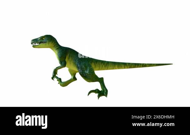 3D rendering Velociraptor, depicted in a predatory stance with a vivid ...