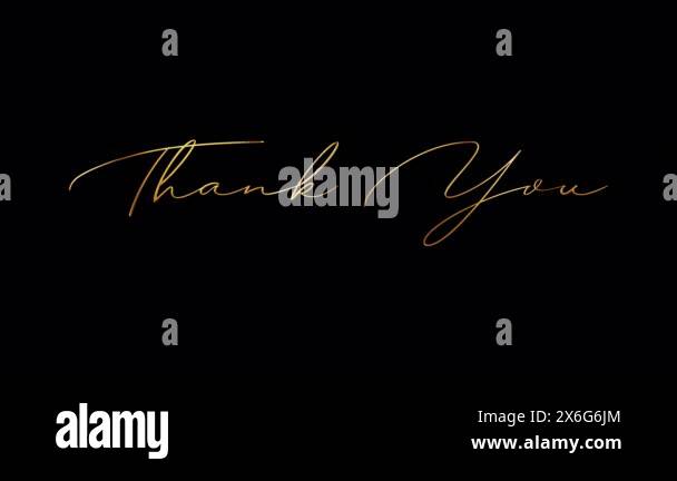 Thank you handwriting golden text with light glowing shine loop effect ...