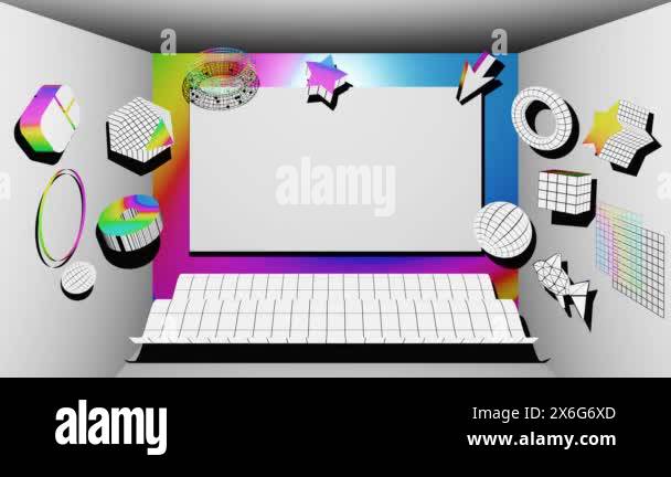 This animated background template features a modern geometric style ...