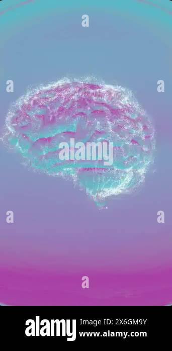 3D abstract representation of a brain in a holographic form. The ...