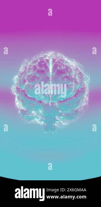 3D abstract representation of a brain in a holographic form. The ...