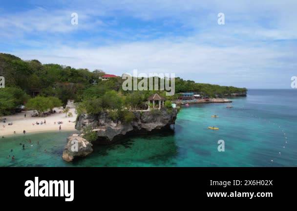4K Aerial Drone video of famous platform jumping spot in the crystal ...