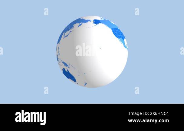3D glossy Planet Earth Rotation Animation. World map with borders of ...