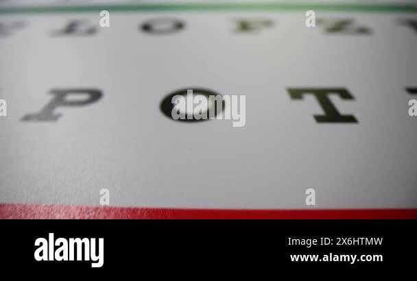 Eye chart with letters and vision test. Farsightedness and myopia and ...