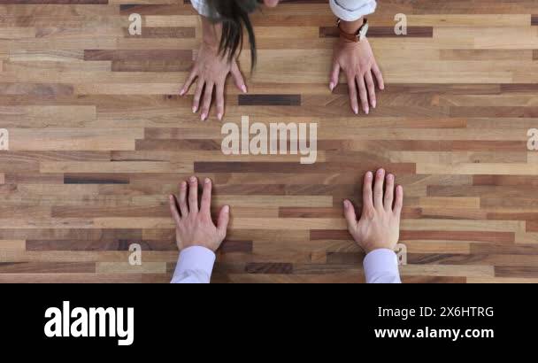 Two business people conflict in workplace top view. Dispute and ...