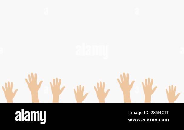 Raising cartoon hands. Raising hands and waving hands to vote. Green ...