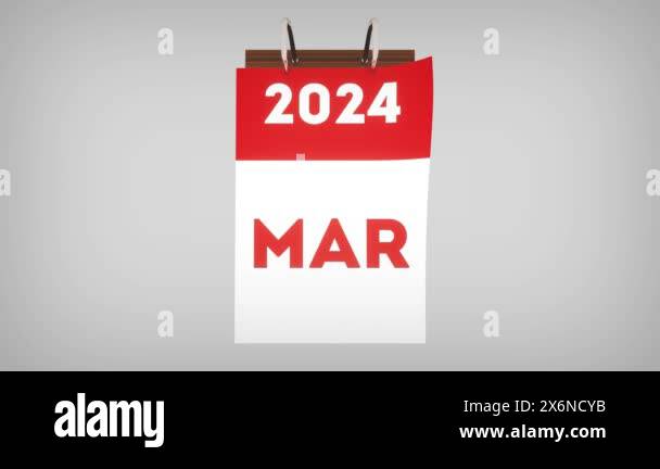Flipped calendar pages for 2024 year from January to December. Flipping ...
