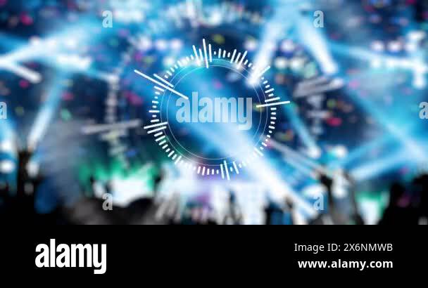 Audio waveform equalizer. Seamlessly looped circle sound wave in front ...