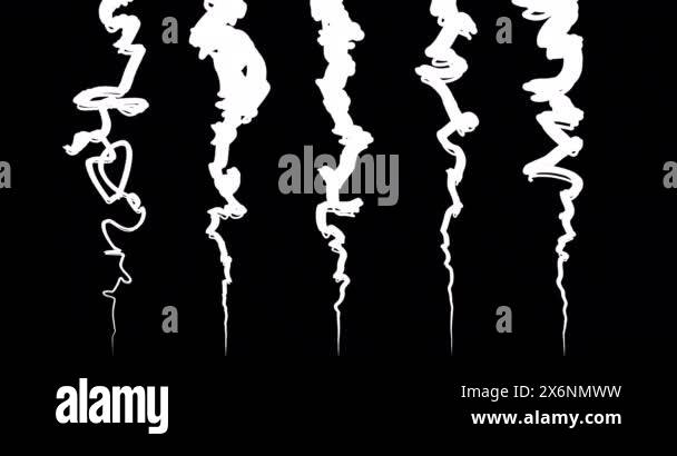 Set of 5 different types of smoke with alpha channel. Plume of thick ...