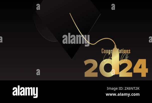 Black and gold class of 2024 Graduation animation. Vintage party ...