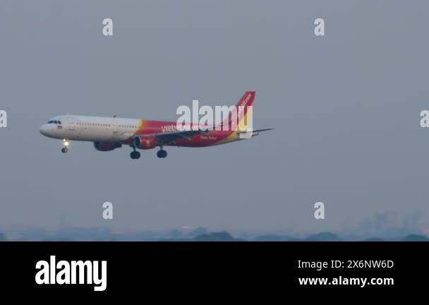 BANGKOK, THAILAND - MARCH 01, 2023: Long shot, side view of airplane ...