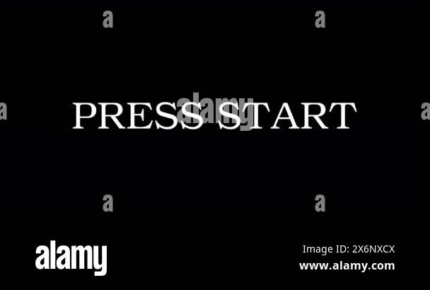 Press Start simple text golden metallic illuminated overlay effect in ...